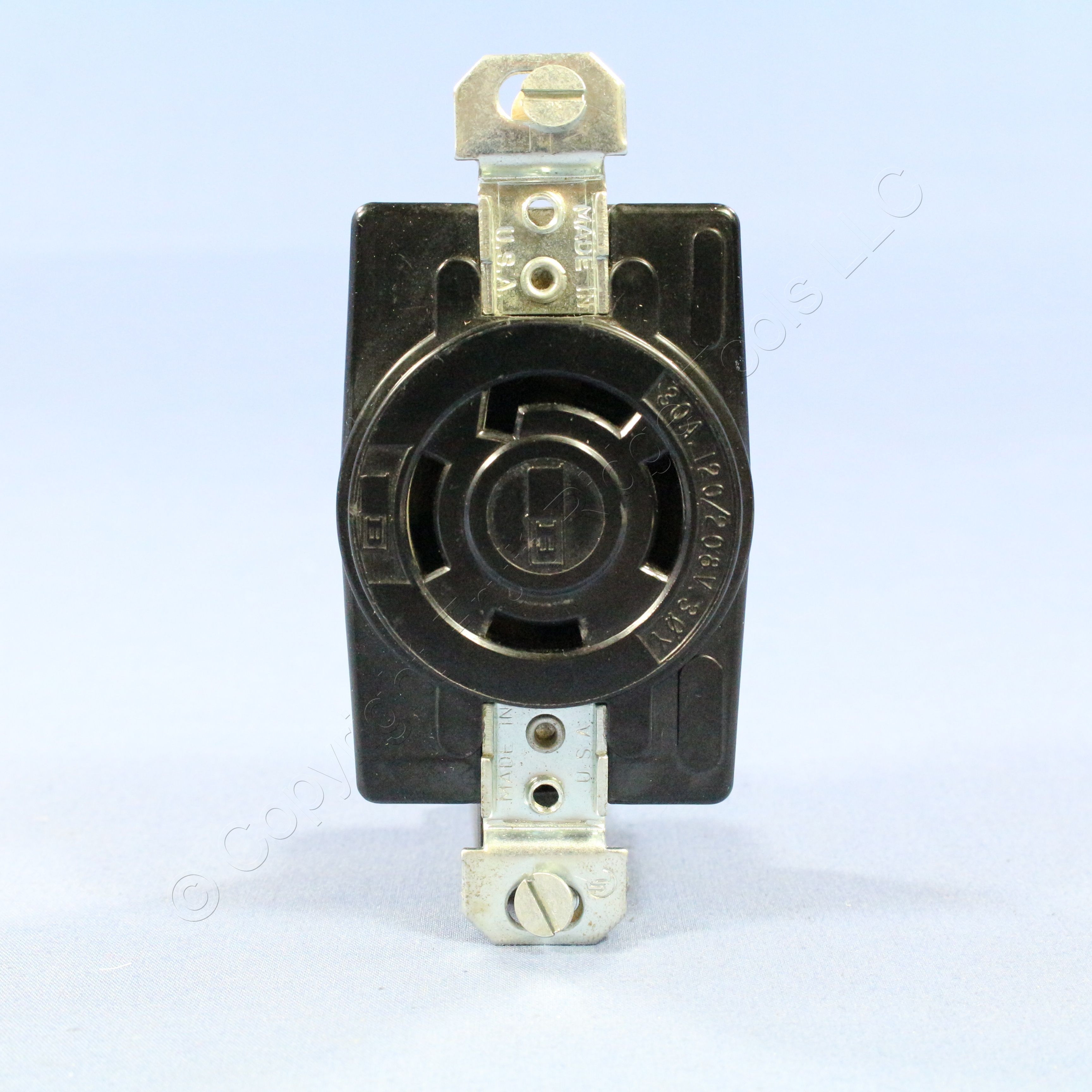 Bryant Black Non NEMA Locking Receptacle Turn Outlet 30A 120 208V 3